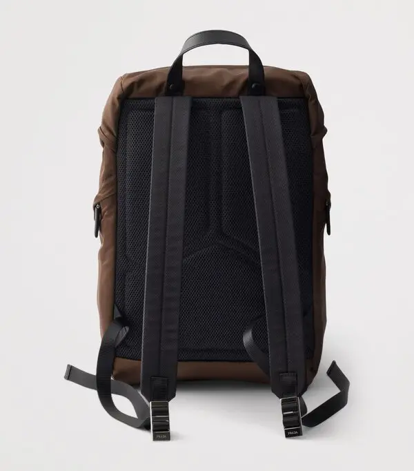 Prada Re-nylon And Saffiano Leather Backpack - Brown
