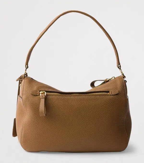 Prada Medium Grained Leather Shoulder Bag - Brown