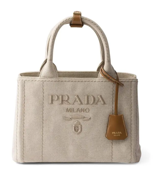 Prada Small Canvas Jardinière Top-handle Bag - Neutral