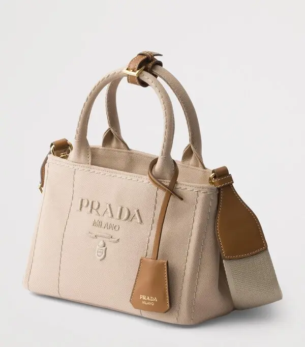Prada Small Jardinière Canvas Top-handle Bag - Neutral