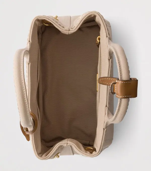 Prada Small Jardinière Canvas Top-handle Bag - Neutral