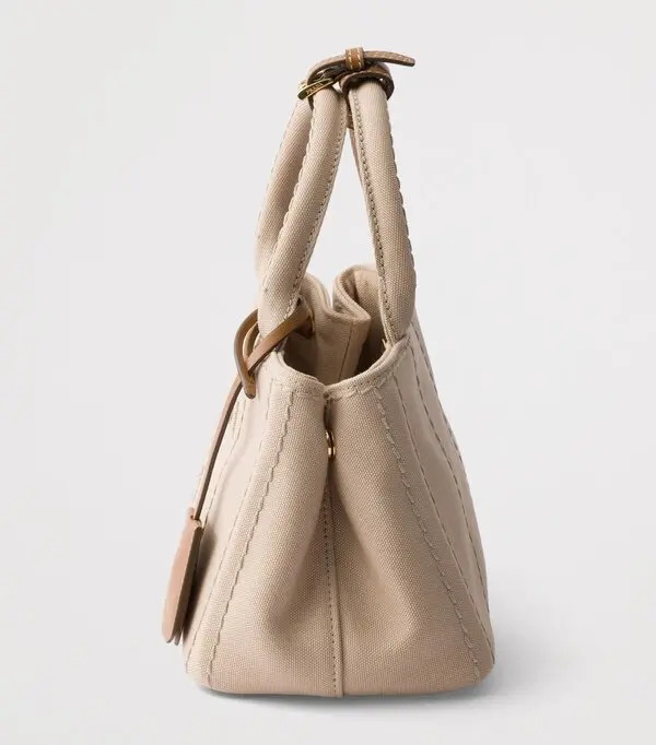 Prada Small Jardinière Canvas Top-handle Bag - Neutral