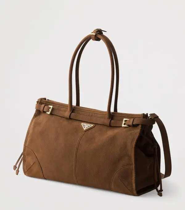 Prada Large Leather Bonnie Shoulder Bag - Brown