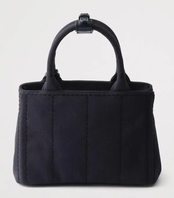 Prada Mini Cotton Jardinière Tote Bag - Blue