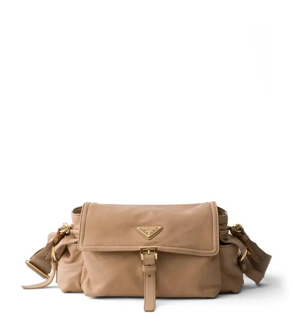 Prada Medium Nappa Lambskin Shoulder Bag - Neutral