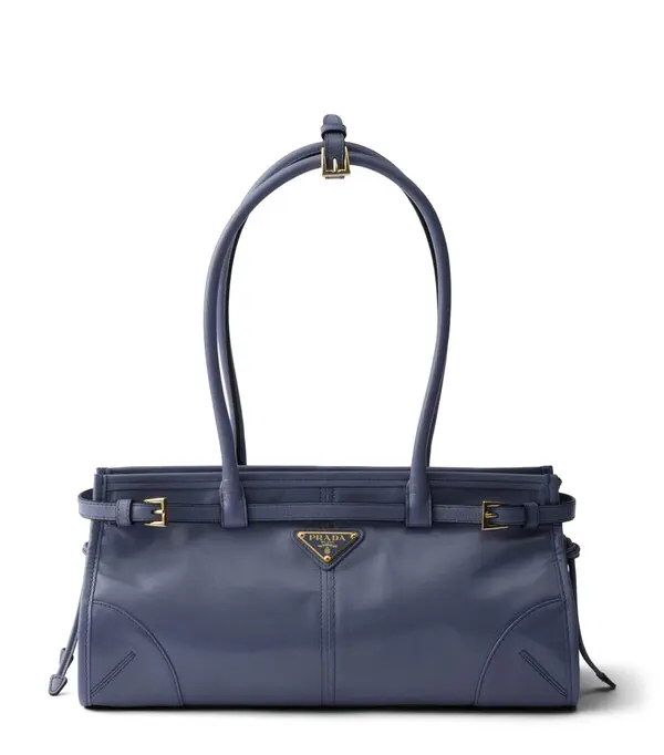 Prada Medium Leather Bonnie Top-handle Bag - Blue