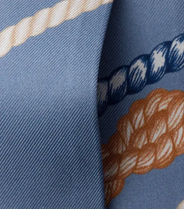Prada Silk Twill Ropes Print Skinny Scarf - Blue
