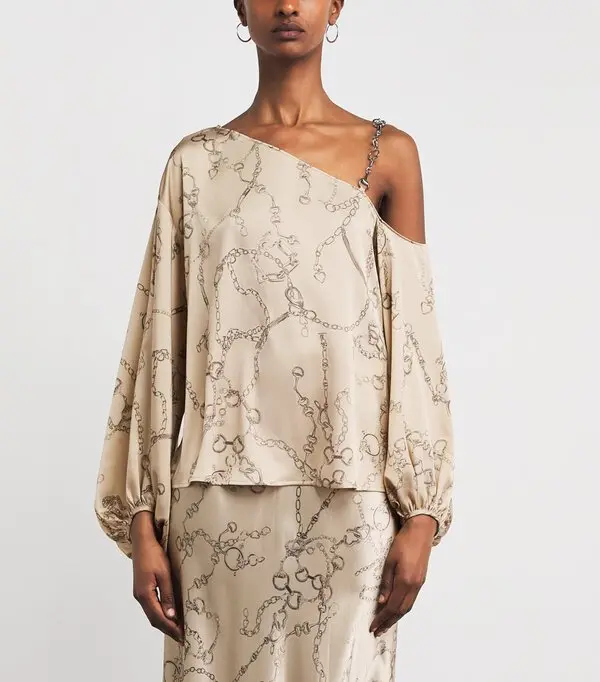 L'Agence Asami" One-shoulder Chain-detail Blouse