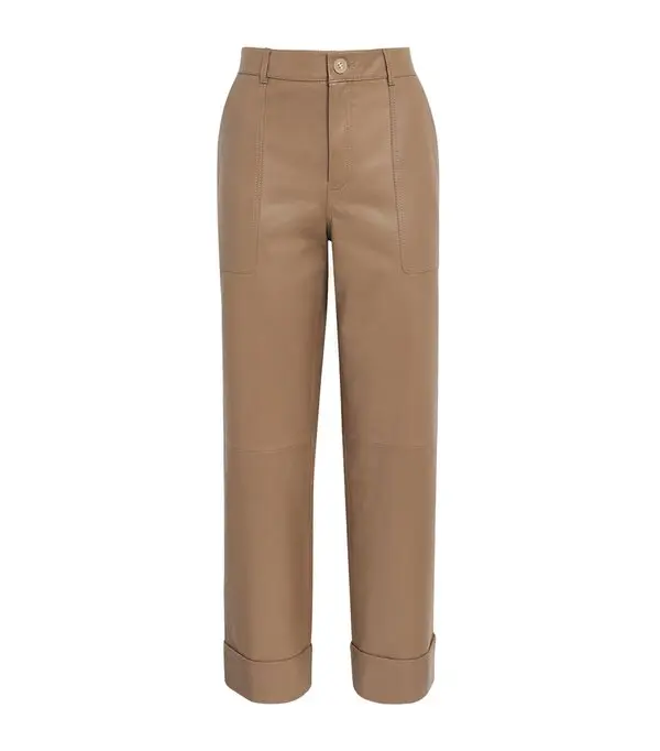 Lafayette 148 New York Nappa Leather Straight Leg Trousers