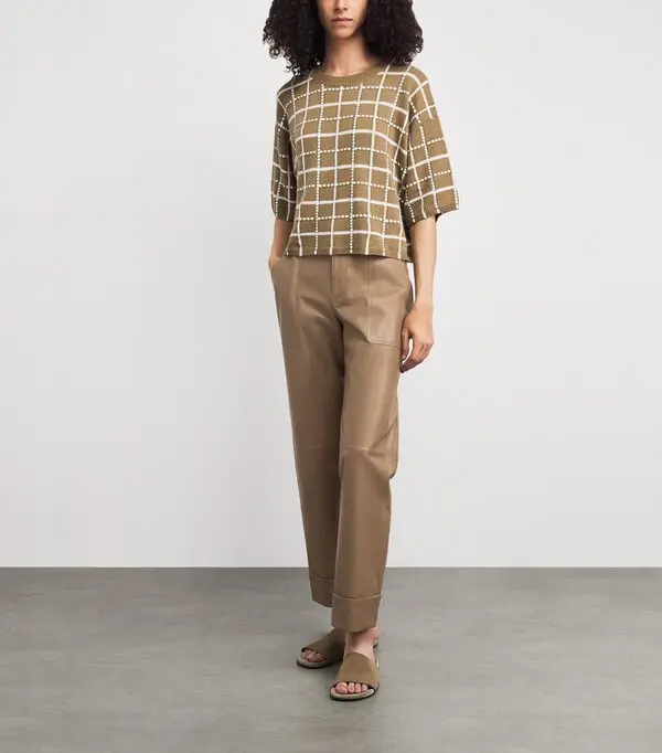 Lafayette 148 New York Nappa Leather Straight Leg Trousers
