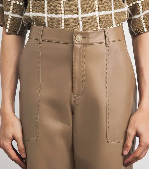 Lafayette 148 New York Nappa Leather Straight Leg Trousers