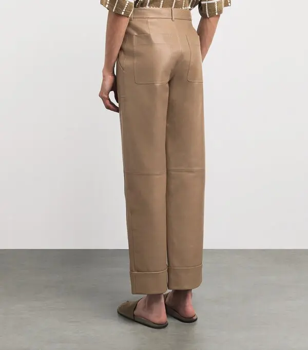 Lafayette 148 New York Nappa Leather Straight Leg Trousers