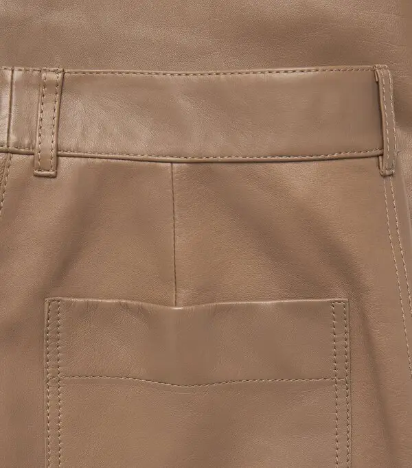 Lafayette 148 New York Nappa Leather Straight Leg Trousers