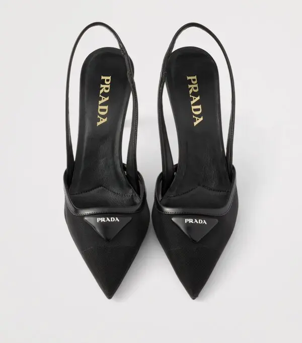 Prada Mesh Triangle Slingback Pumps