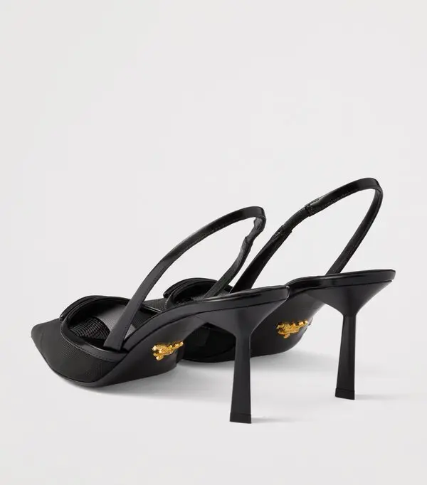 Prada Mesh Triangle Slingback Pumps