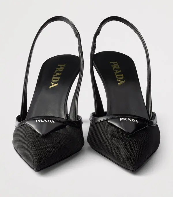 Prada Mesh Triangle Slingback Pumps