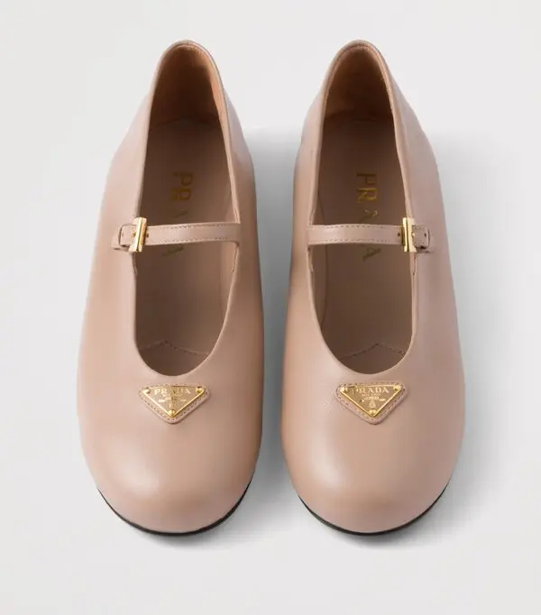 Prada Leather Ballet Flats With Buckle Detail