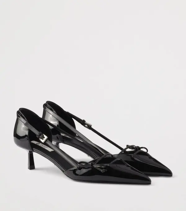 Prada Patent Leather Open-side Pumps - Black
