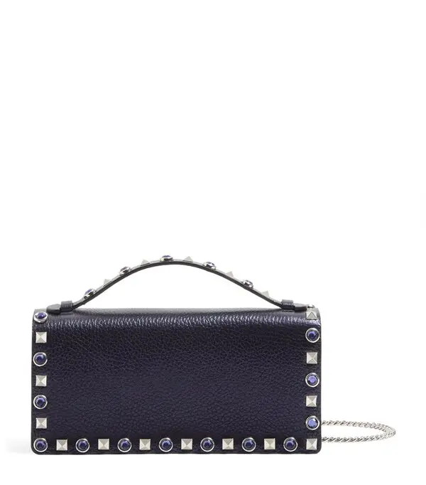 Valentino Garavani Leather Rockstud Chain Wallet - Blue