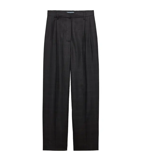 Prada Wool Check Tailored Trousers
