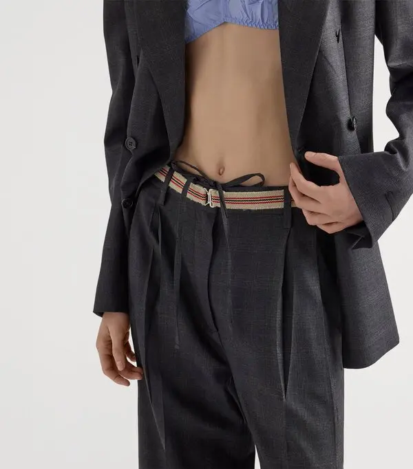 Prada Wool Check Tailored Trousers