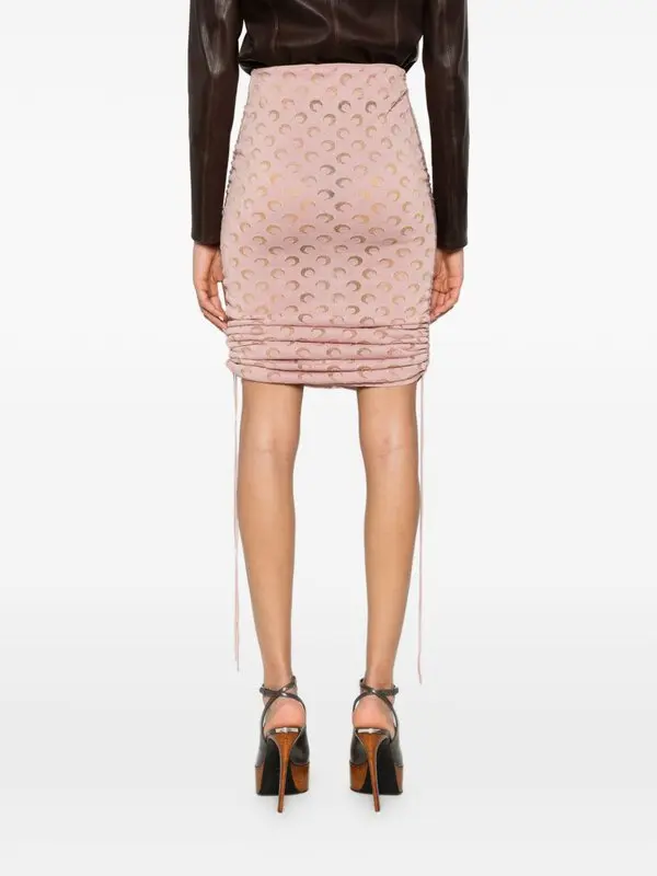 MARINE SERRE Moon Print Devoré Knitted Skirt - Rosa