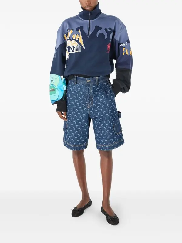 MARINE SERRE Moon Denim Bermuda Shorts