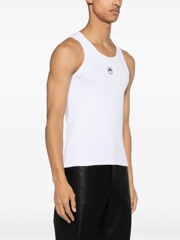 MARINE SERRE Ribbed Cotton Tank With Logo Detail