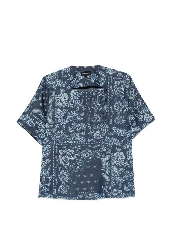 Emporio Armani Printed Cotton T-shirt - Blu