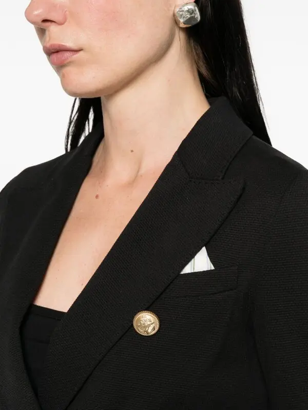 CIRCOLO 1901 Black Cotton Double Breasted Jacket - Nero