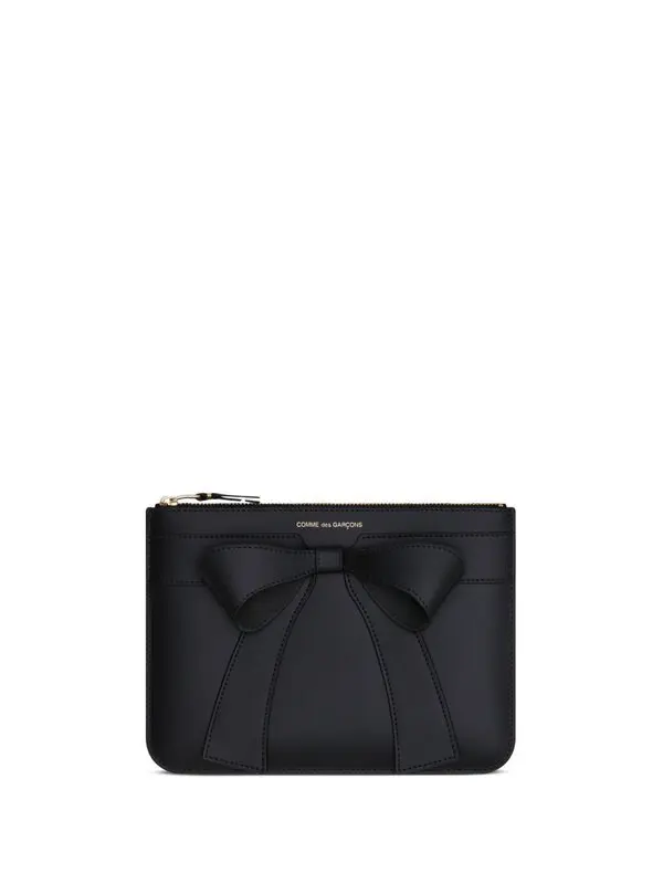 Comme Des Garçons Big Bow Leather Card Case - Nero