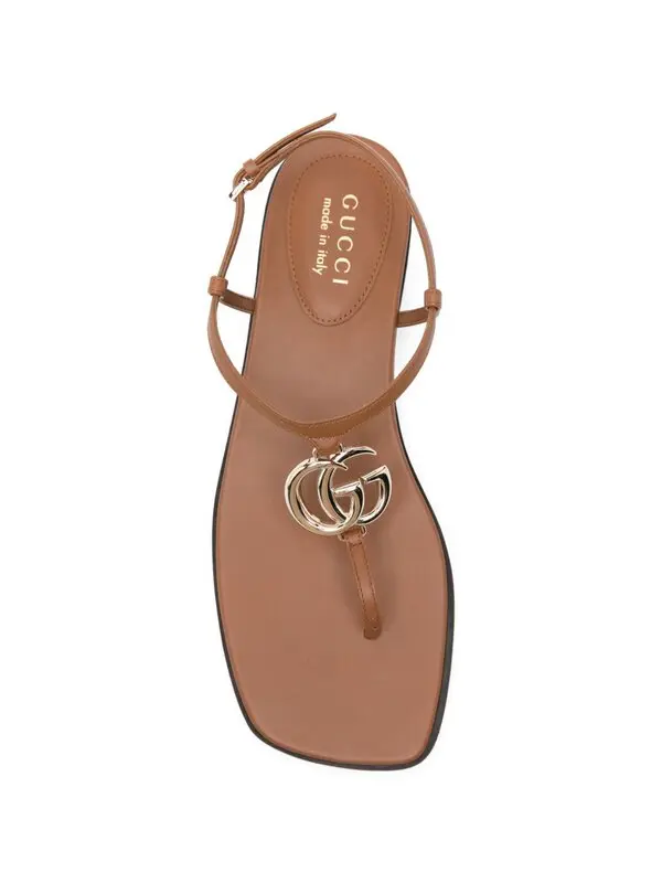 Gucci Gg Marmont Leather Flat Sandals