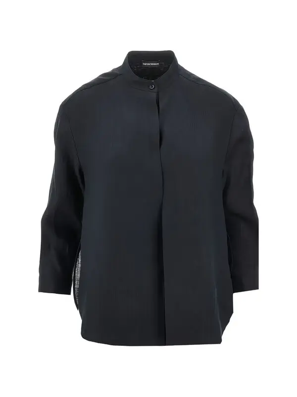 Emporio Armani Linen Shirt With Stand Collar