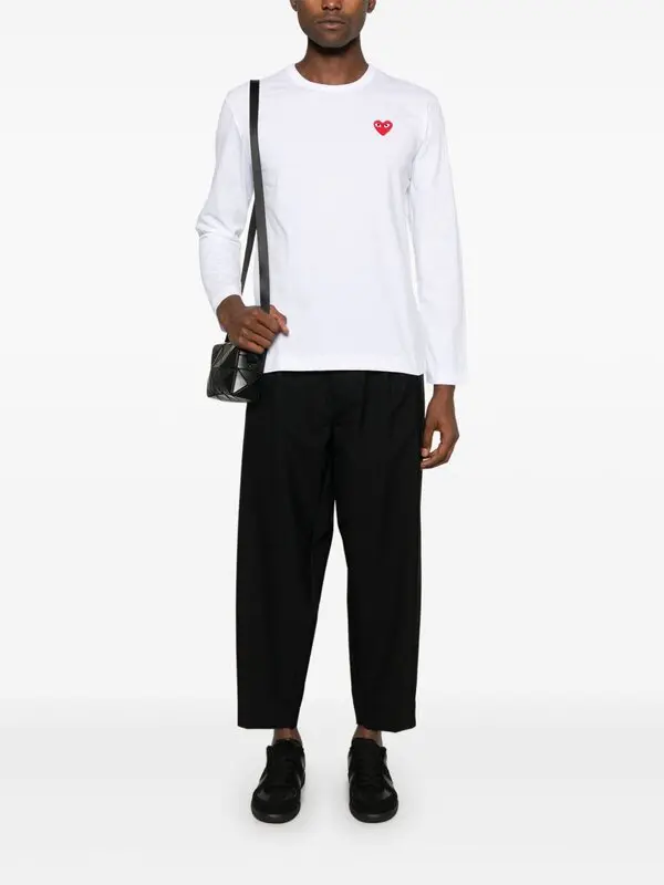 Comme Des Garçons Long Sleeve Cotton T-shirt With Heart Patch
