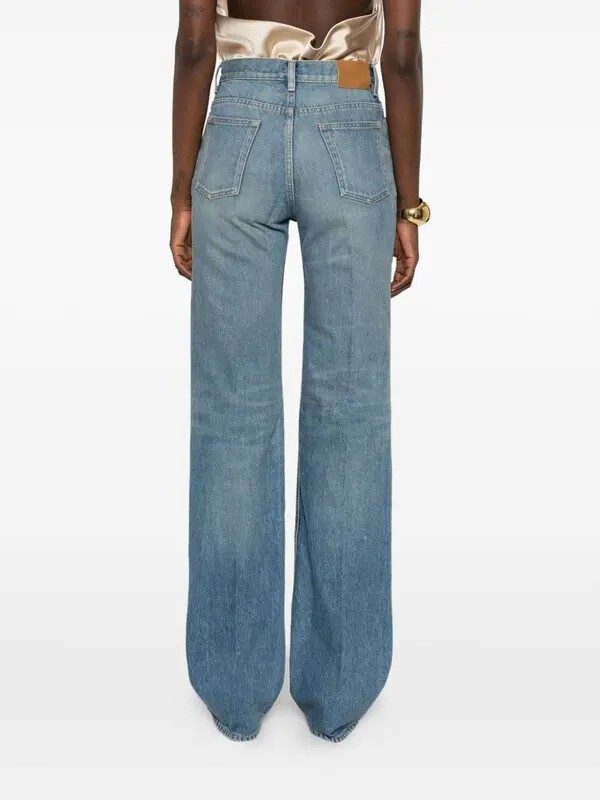 Saint Laurent Flared Cotton Denim Jeans - Blu