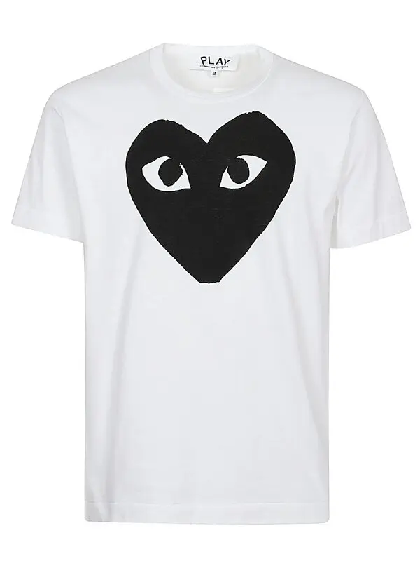 Comme Des Garçons Heart Print Cotton T-shirt - White
