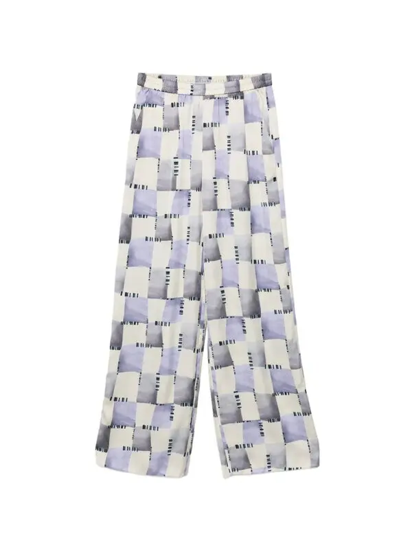 Emporio Armani Satin Wide-leg Trousers With All-over Pattern - Multicolor