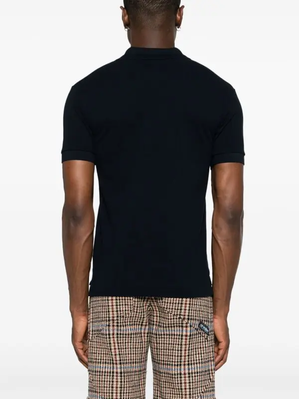 Comme Des Garçons Navy Cotton Piqué Polo Shirt With Heart Patch - Blue