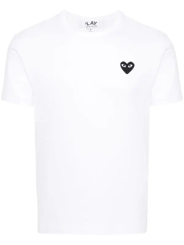 Comme Des Garçons Cotton T-shirt With Embroidered Heart Patch - White