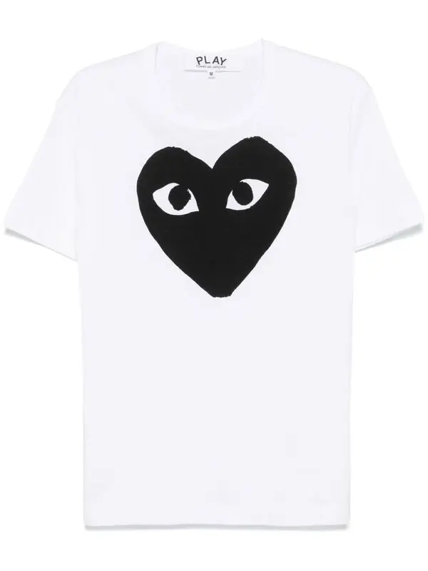 Comme Des Garçons Cotton T-shirt With Heart Print - White