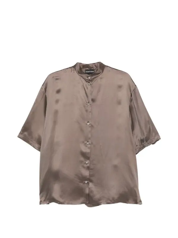 Emporio Armani Band Collar Short Sleeve Shirt