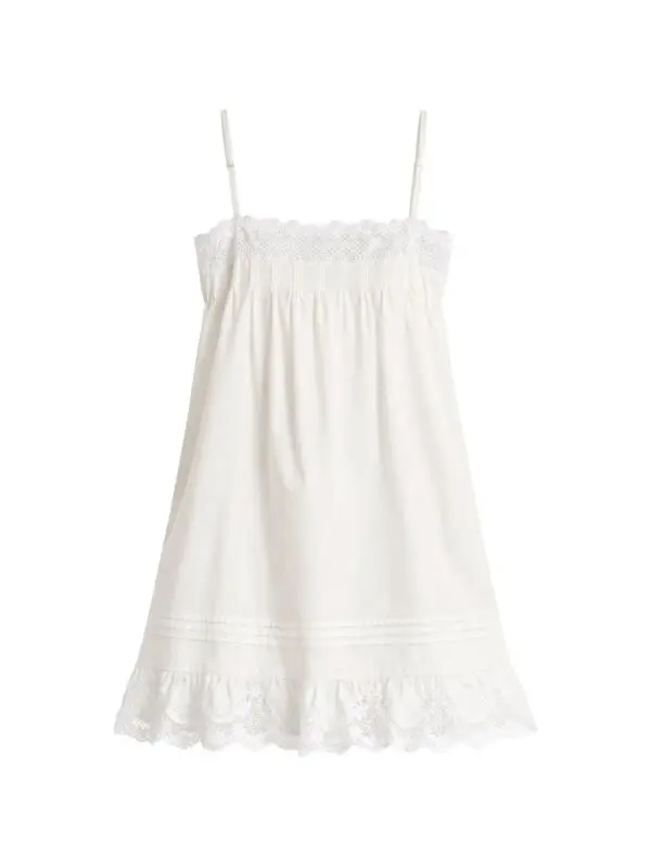 Saint Laurent Embroidered Cotton Mini Dress