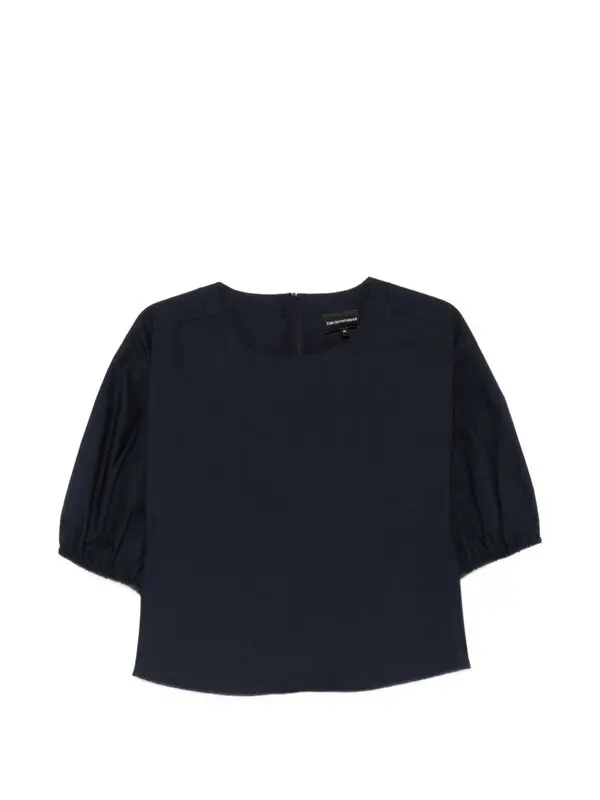 Emporio Armani Cotton Puff Sleeve Blouse - Blu
