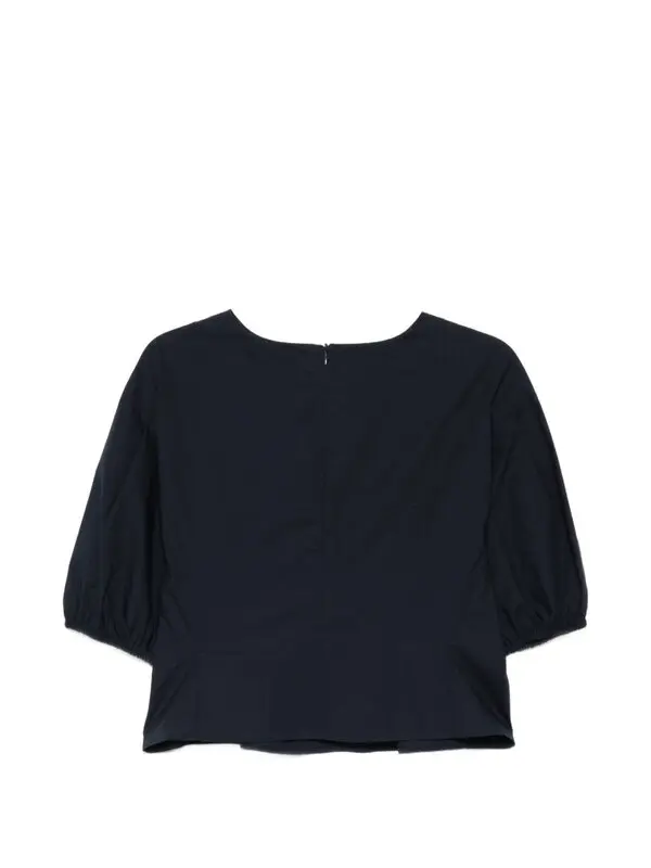 Emporio Armani Cotton Puff Sleeve Blouse - Blu