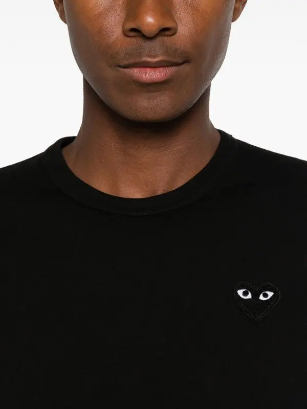 Comme Des Garçons Long Sleeve Cotton T-shirt With Heart Patch