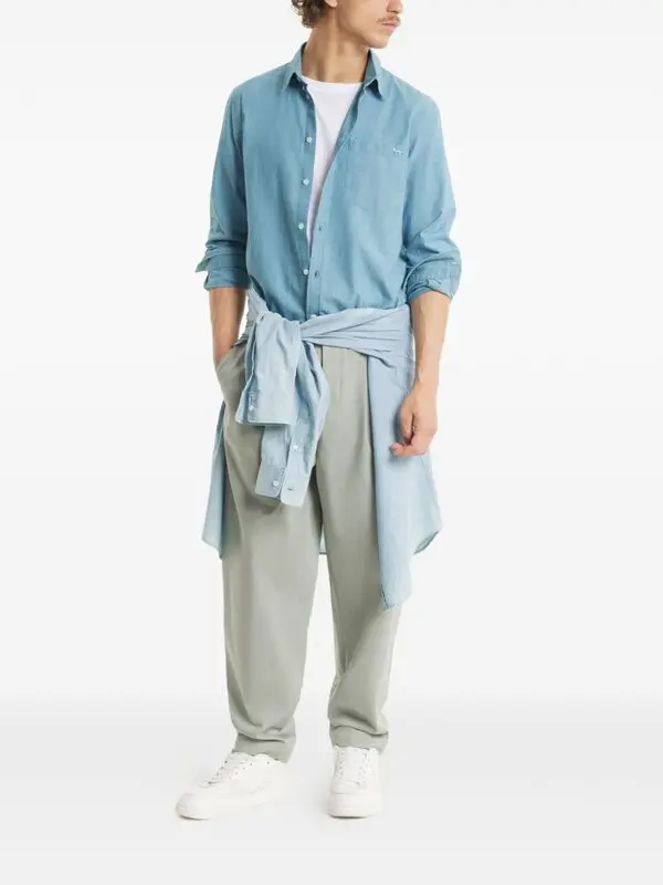 Maison Kitsuné Profile Fox Embroidered Cotton Shirt