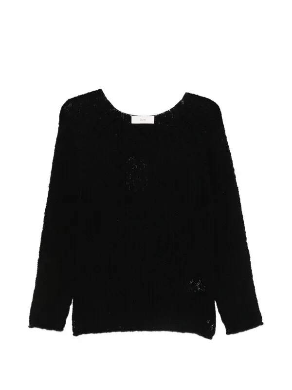 DUNST Crochet Crewneck Jumper - Nero