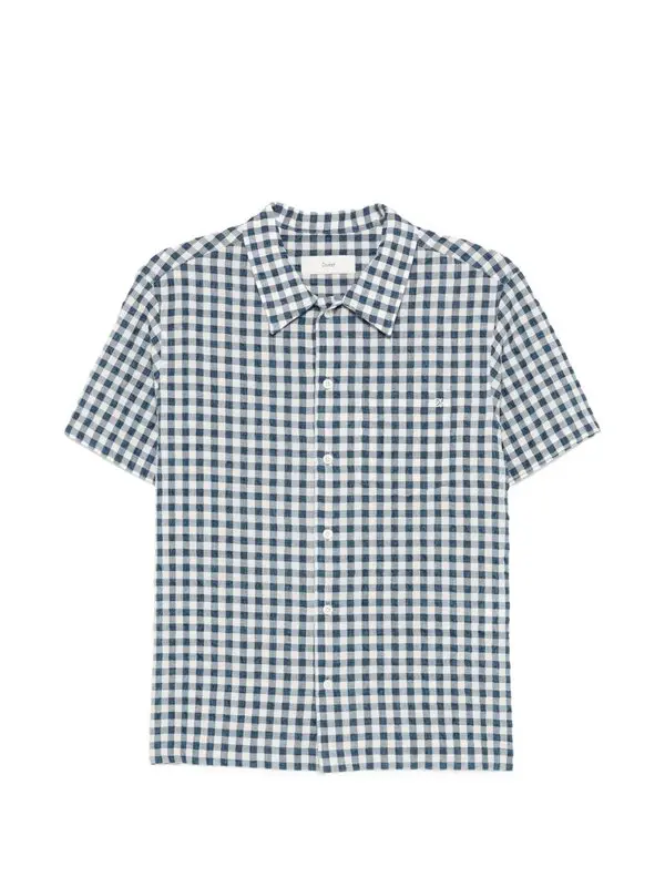 DUNST Checked Cotton Blend Shirt - Blu