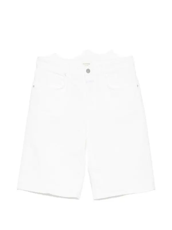 Closed Cotton Bermuda Shorts - White