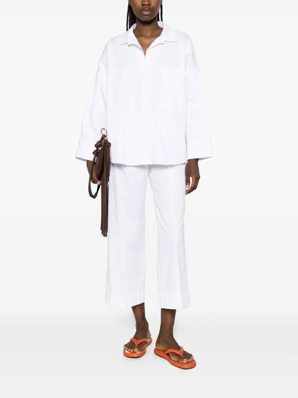 WHITE SAND Cotton Shirt With Chest Pocket - Bianco